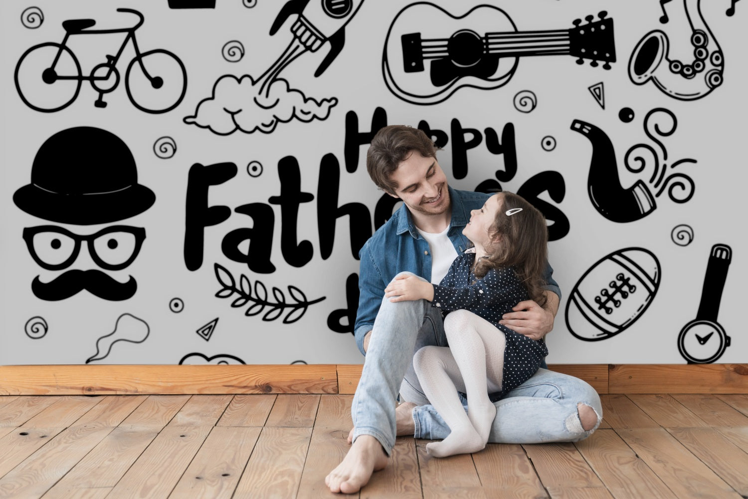 Happy Father's Day Hand Drawings Backdrop RR5-28 – Dbackdrop