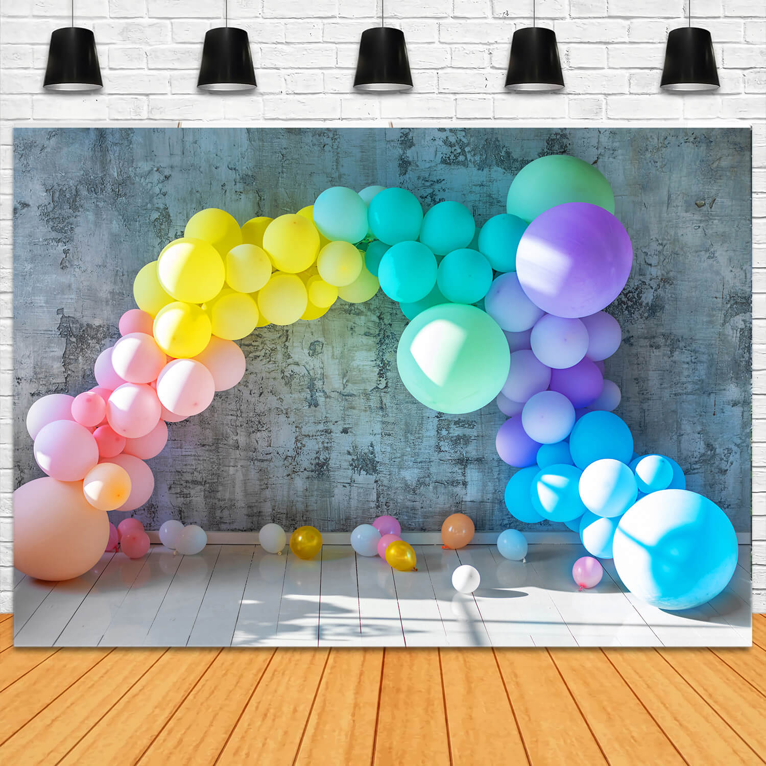 Colorful Balloons Abstract Brick Wall Backdrop RR5-30 – Dbackdrop