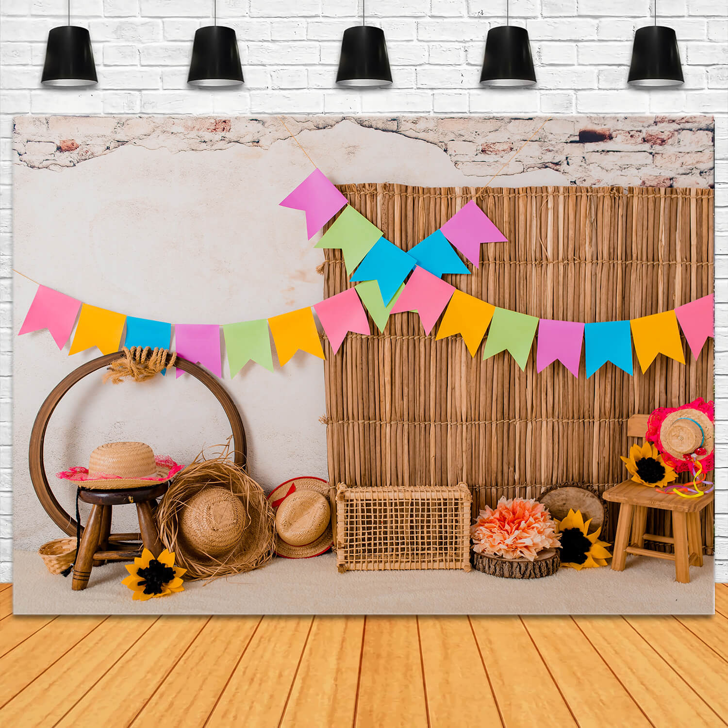 Colored Flags Rattan Decor Photography Backdrop RR5-43 – Dbackdrop