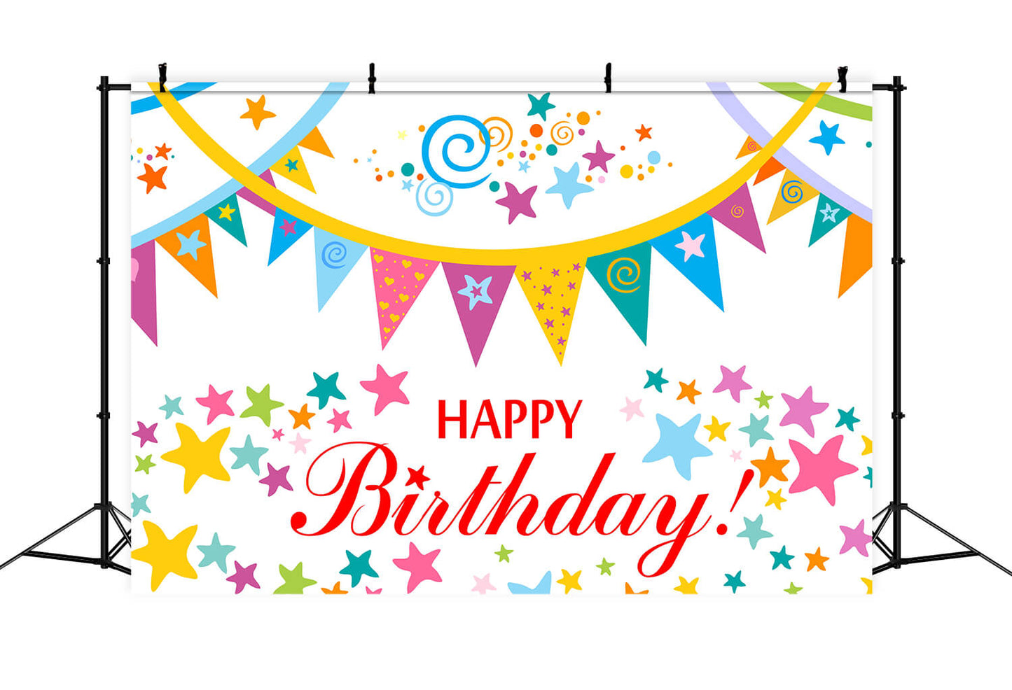 Colorful Banners Stars Custom Birthday Backdrop RR5-49 – Dbackdrop