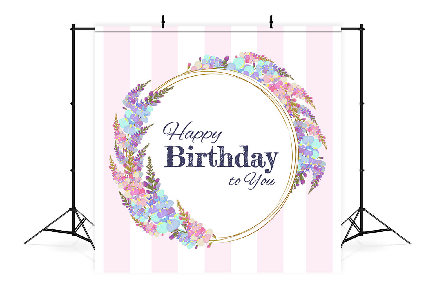 Garland Pink White Personalized Birthday Backdrop RR5-54 – Dbackdrop