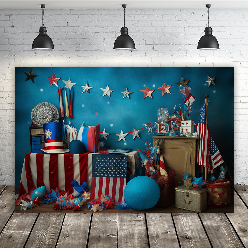 4th of July American Stars Stripes Photo Backdrop RR6-11 – Dbackdrop