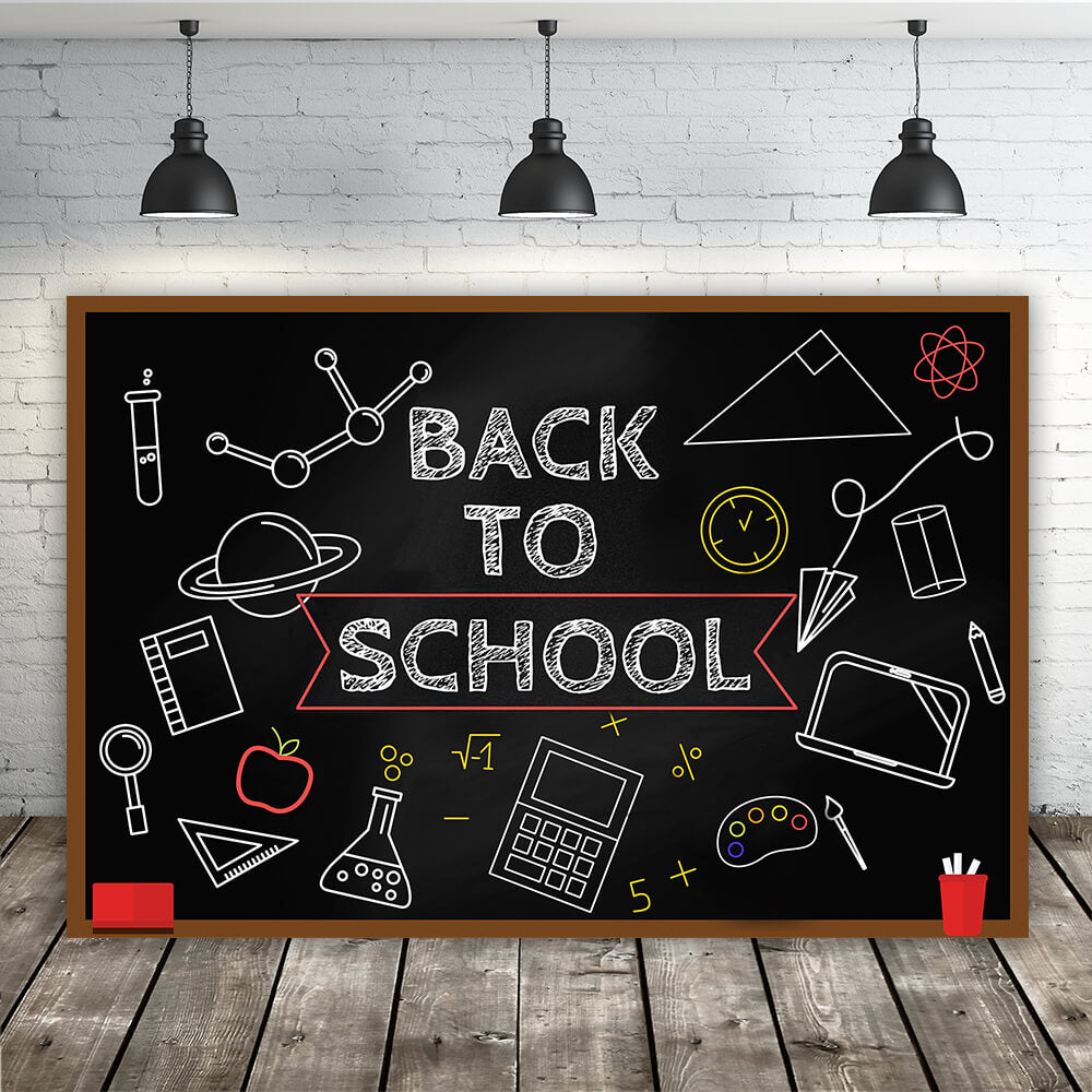 Back to School Blackboard Chalk Drawing Backdrop RR6-31 – Dbackdrop