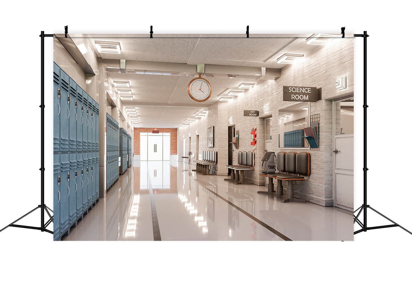 High School Corridor Locker Classroom Backdrop RR6-32 – Dbackdrop