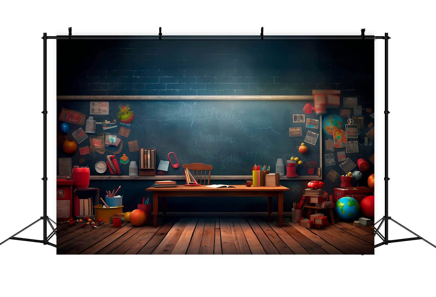 Classroom Blackboard Desk School Supplies Backdrop RR6-40 – Dbackdrop