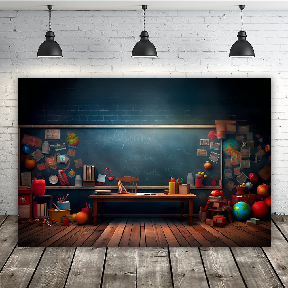 Classroom Blackboard Desk School Supplies Backdrop RR6-40 – Dbackdrop
