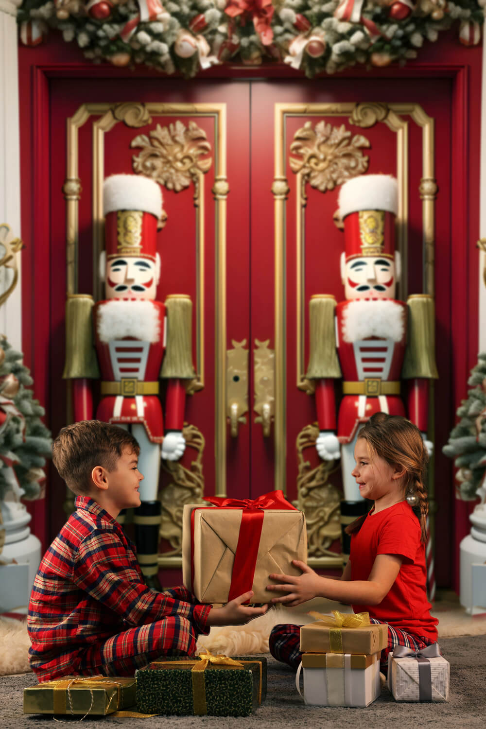 Nutcracker Christmas Trees Door Photography Backdrop RR6-52 – Dbackdrop