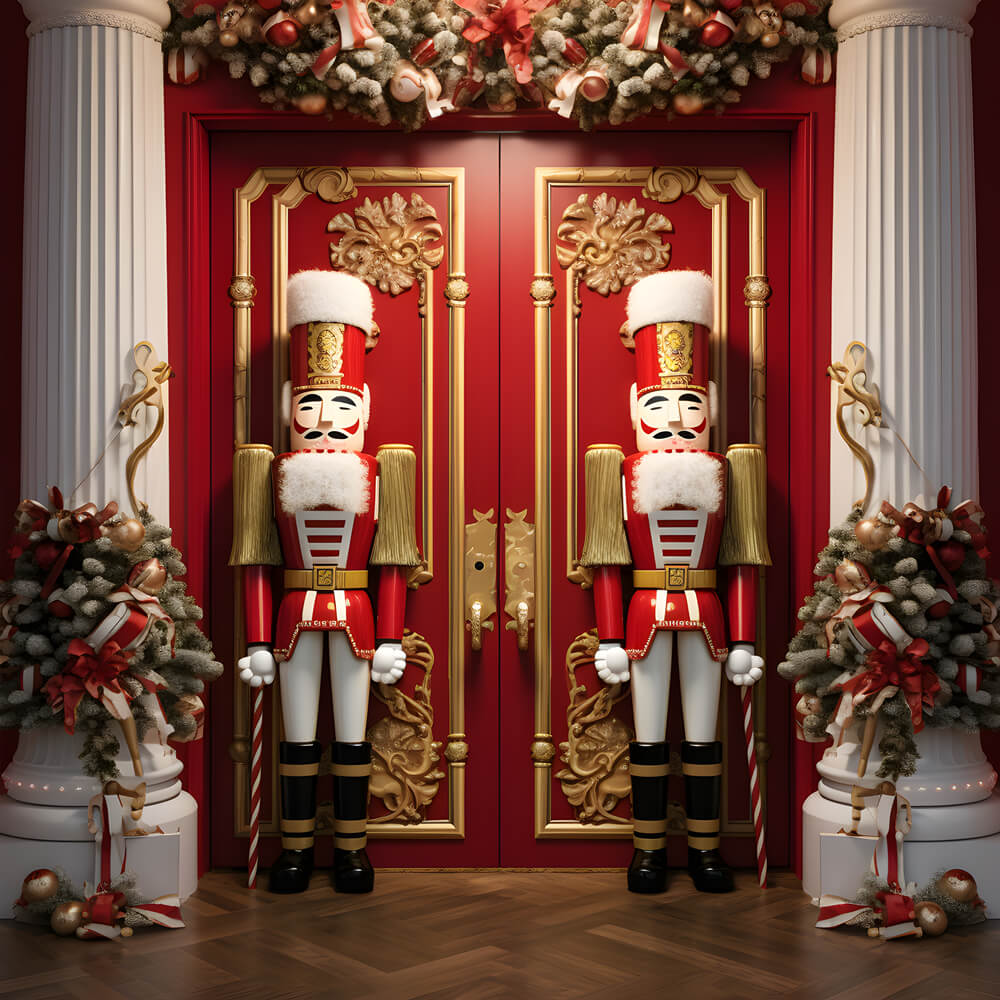 Nutcracker Christmas Trees Door Photography Backdrop RR6-52 – Dbackdrop