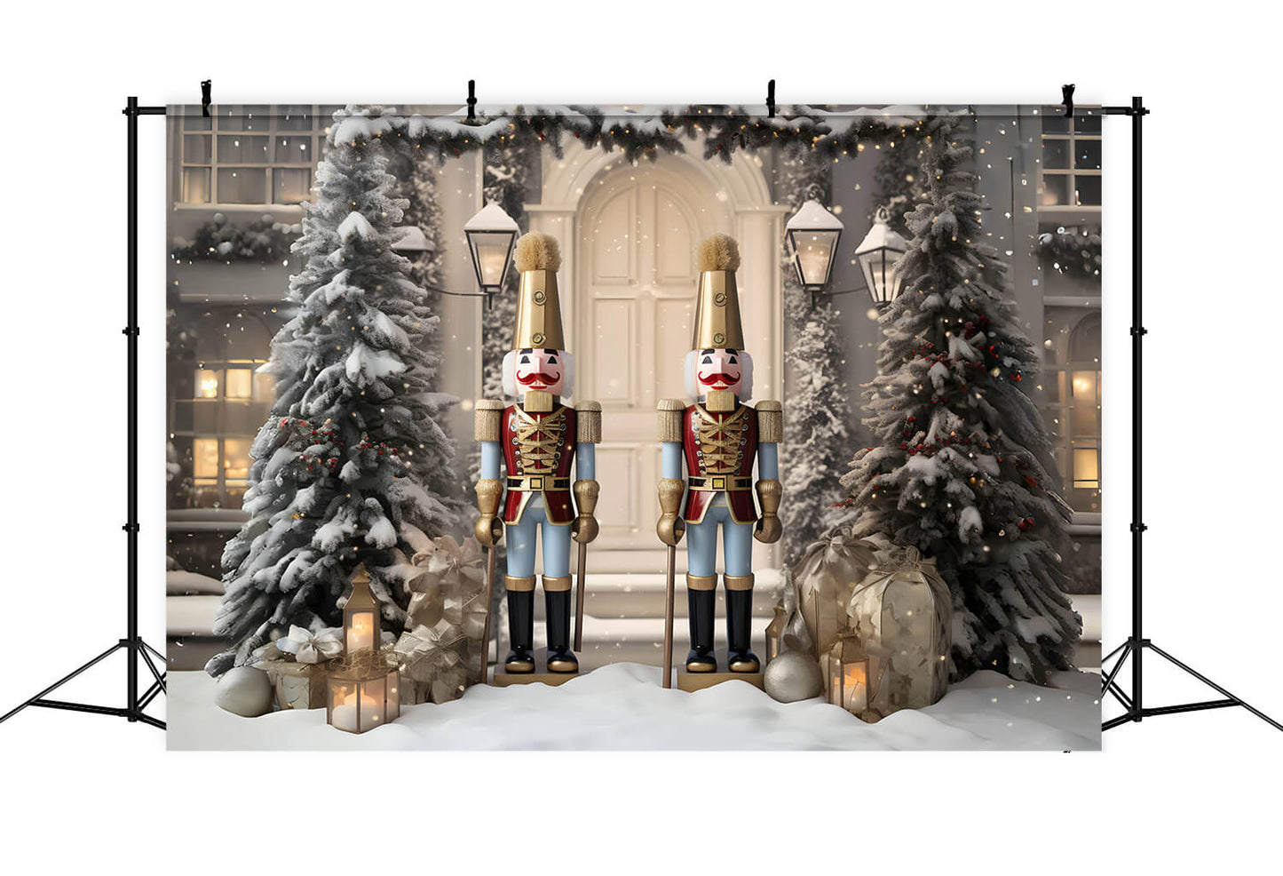 Snowy Christmas Tree House Nutcracker Backdrop RR6-58 – Dbackdrop