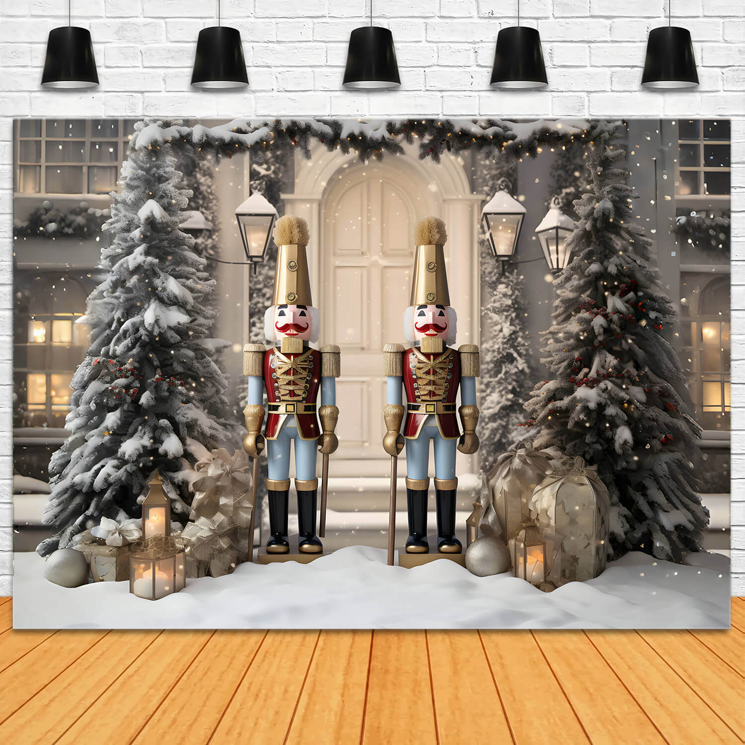 Snowy Christmas Tree House Nutcracker Backdrop RR6-58 – Dbackdrop