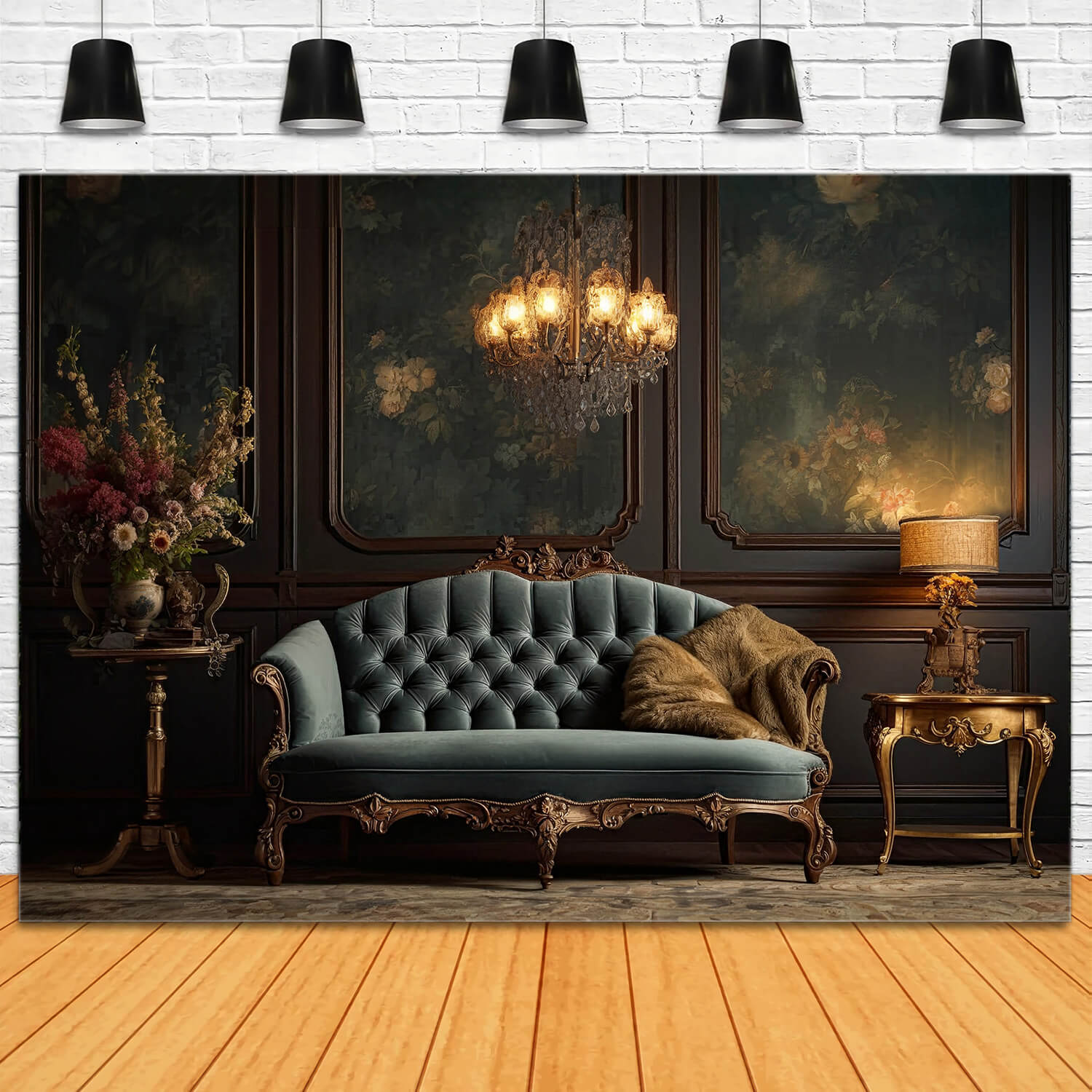 Retro Wall Living Room Sofa Lamp Backdrop RR6-61 – Dbackdrop