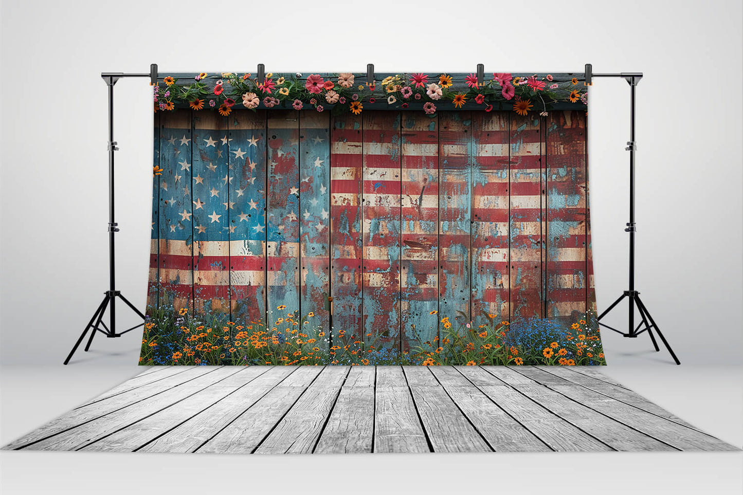 USA Flag Wood Wall Independence Day Backdrop RR6-7 – Dbackdrop