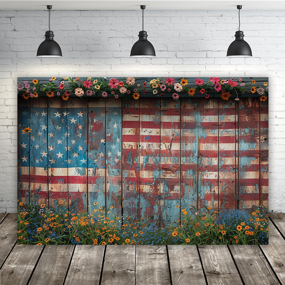 USA Flag Wood Wall Independence Day Backdrop RR6-7 – Dbackdrop