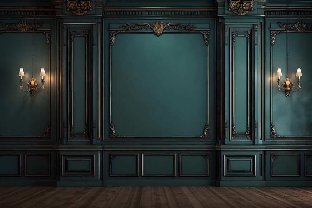 Vintage Room Interior Green Wall Backdrop RR6-76 – Dbackdrop