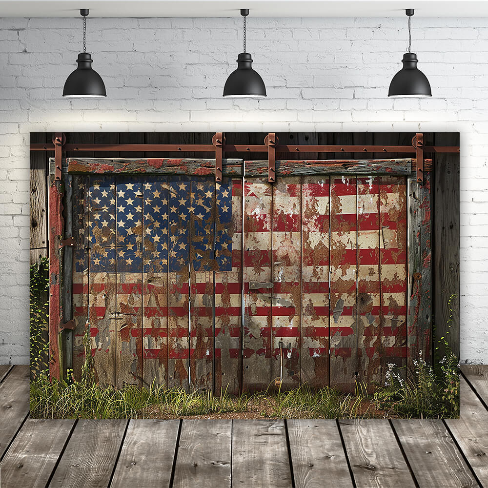 Vintage American Flag Barn Wall Patriotic Backdrop RR6-9 – Dbackdrop