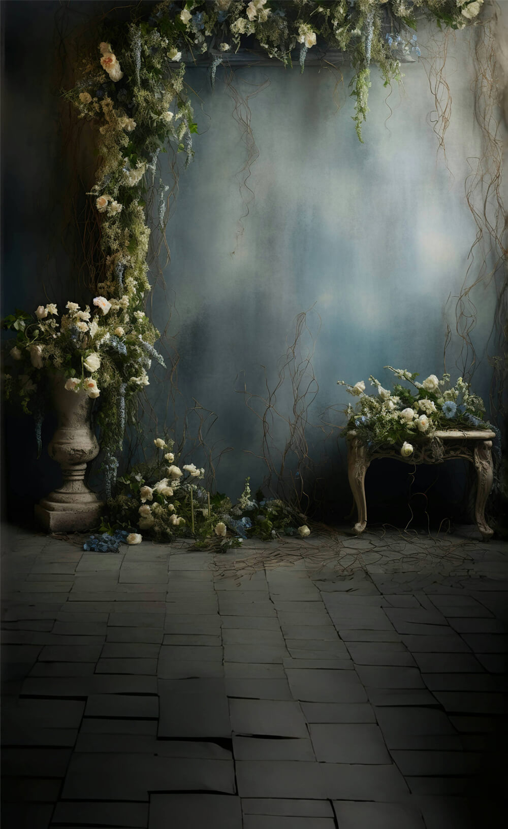 Fine Art Floral Sweep Abstract Blue Backdrop RR6-91 – Dbackdrop