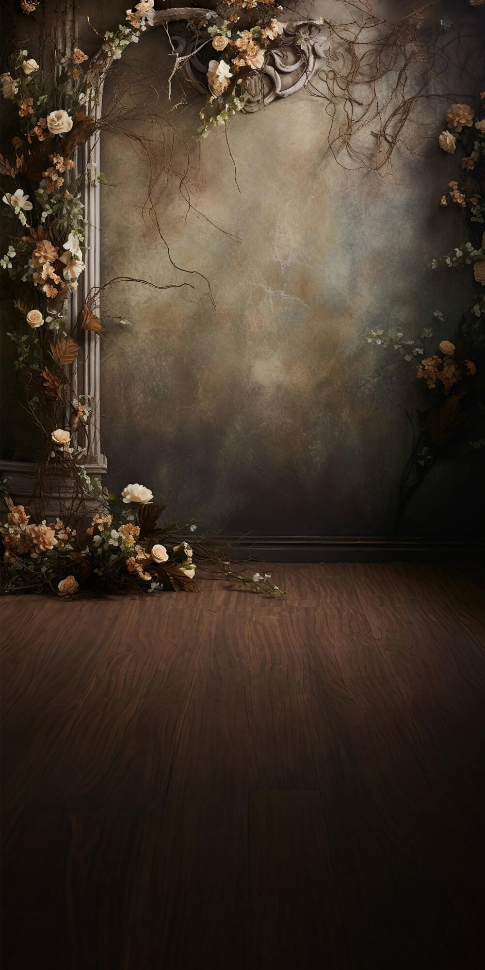 Brown Abstract Flower Sweep Fine Art Backdrop RR6-93 – Dbackdrop