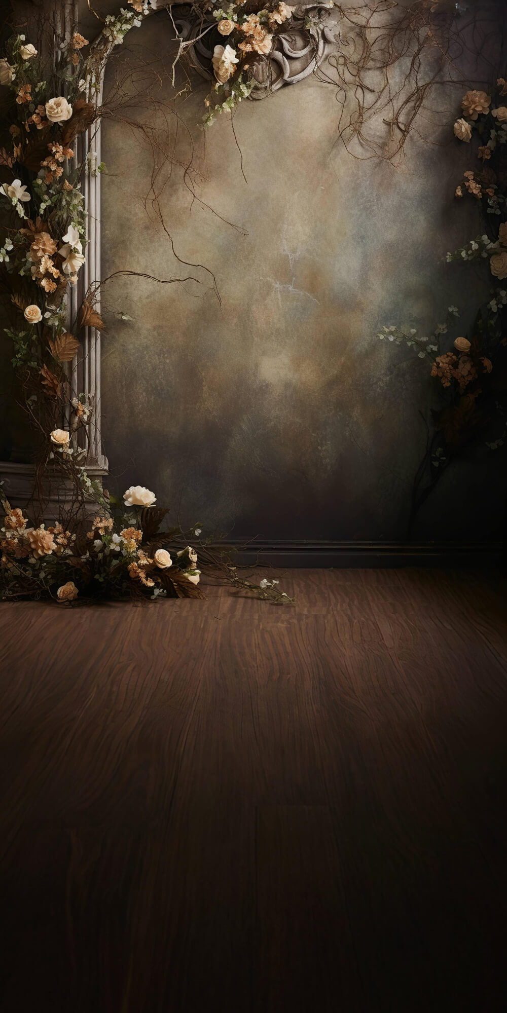 Brown Abstract Flower Sweep Fine Art Backdrop RR6-93 – Dbackdrop