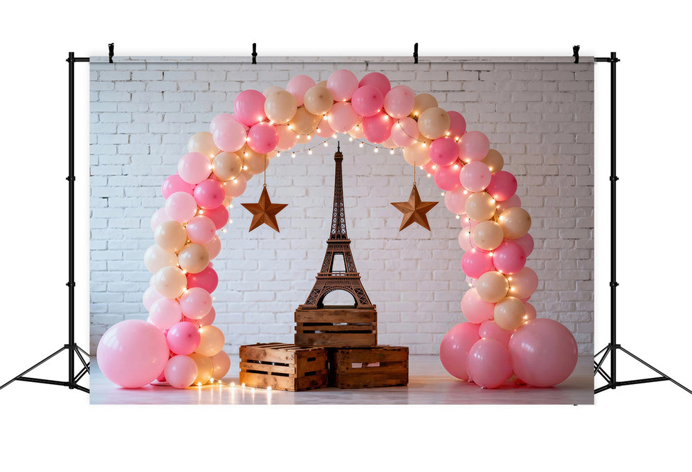 Paris Backdrops Balloon Arch Romantic Display Paris Eiffel Tower Backd