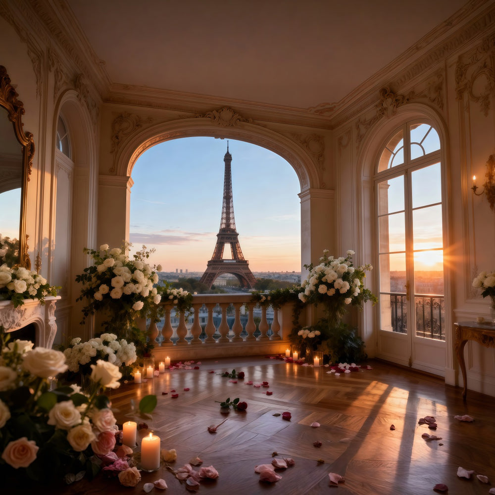 Paris Backdrop Ideas Elegant Salon Sunset Glow Eiffel Tower Photo Back
