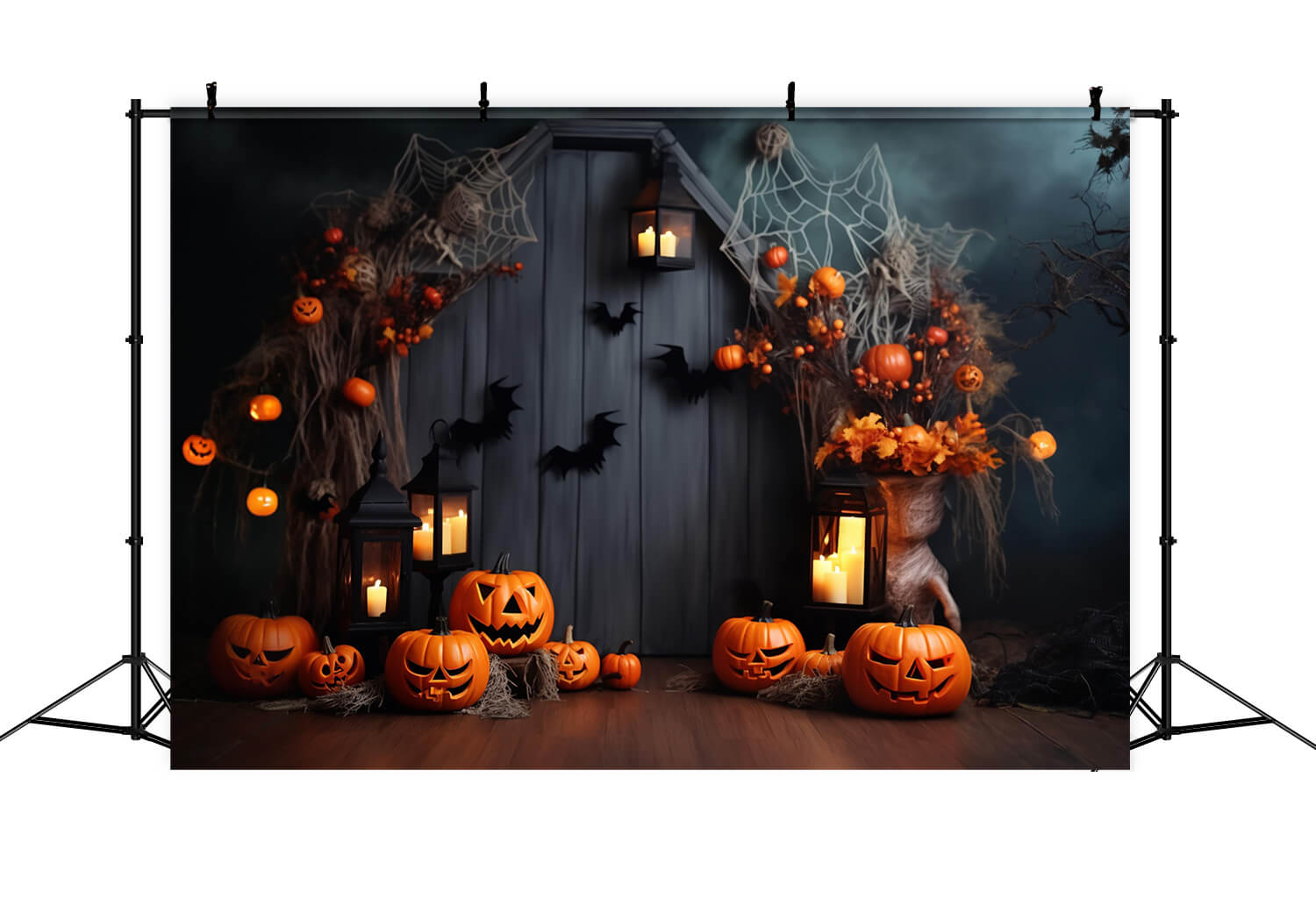 Halloween Pumpkin Lanterns Bats Backdrop RR7-102 – Dbackdrop