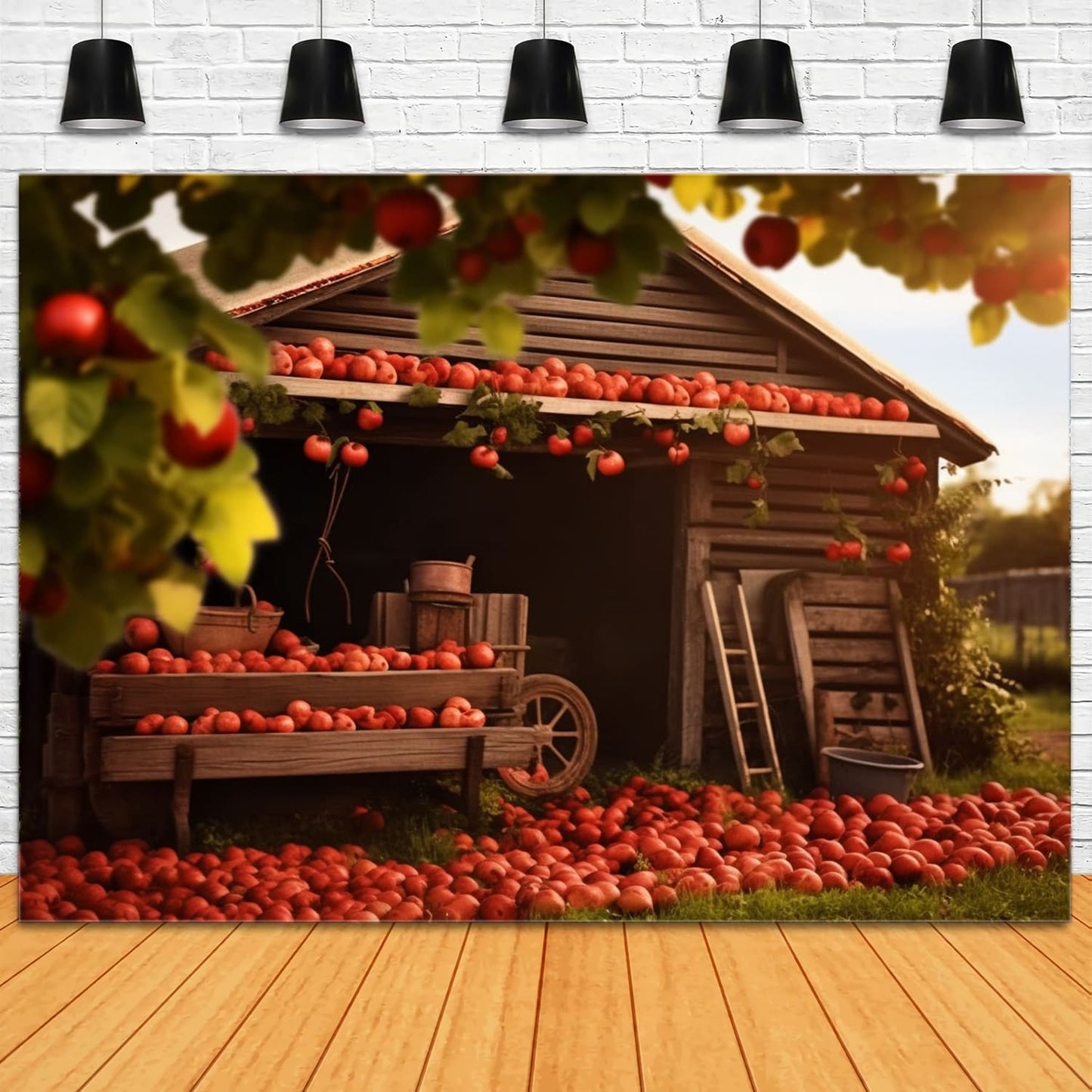Fall Fruits Harvest Wooden House Backdrop RR7-154 – Dbackdrop