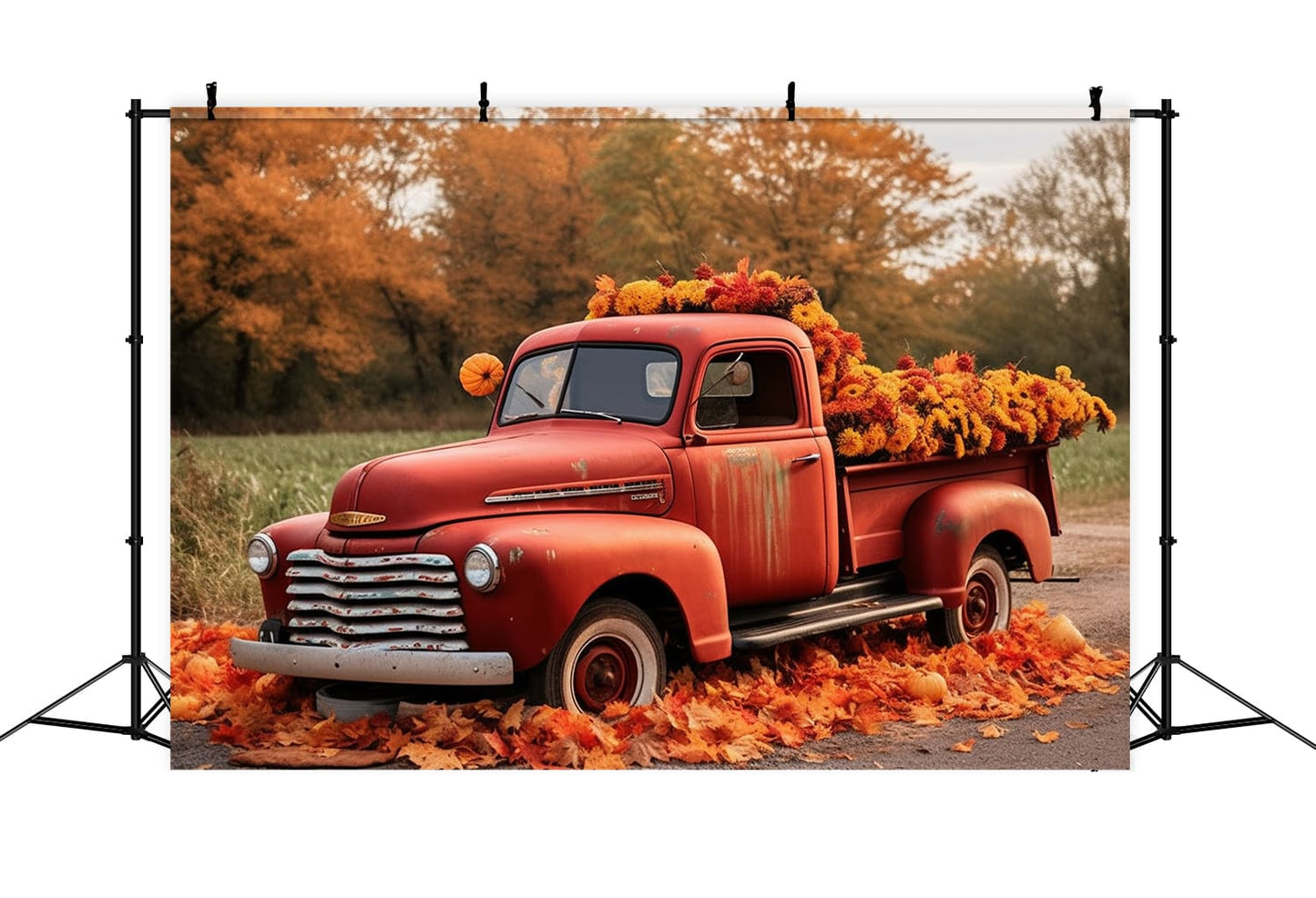 Autumn Maple Forest Red Truck Backdrop RR7-157 – Dbackdrop