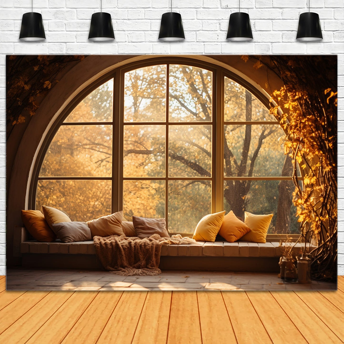 Cozy Autumn Sunshine Window View Backdrop RR7-174 – Dbackdrop