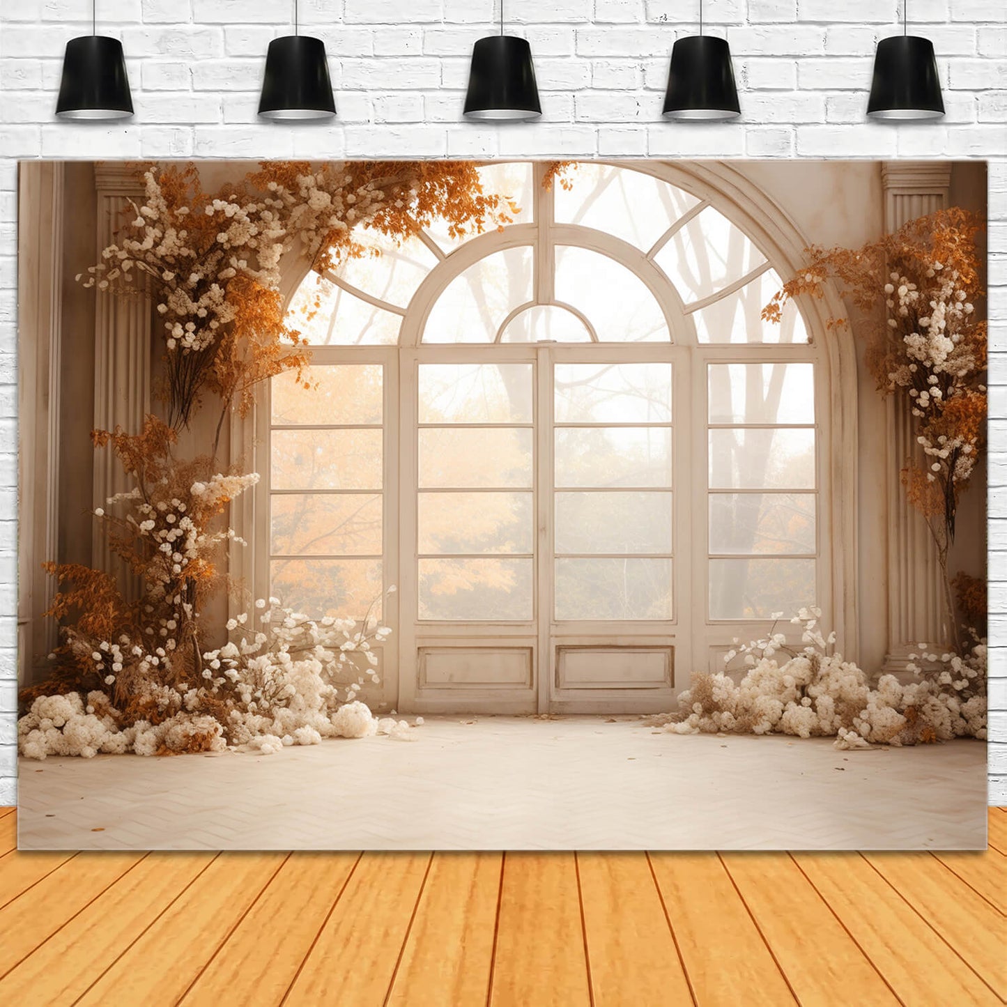Dried Flowers Decorated Window Fall Backdrop RR7-180 – Dbackdrop