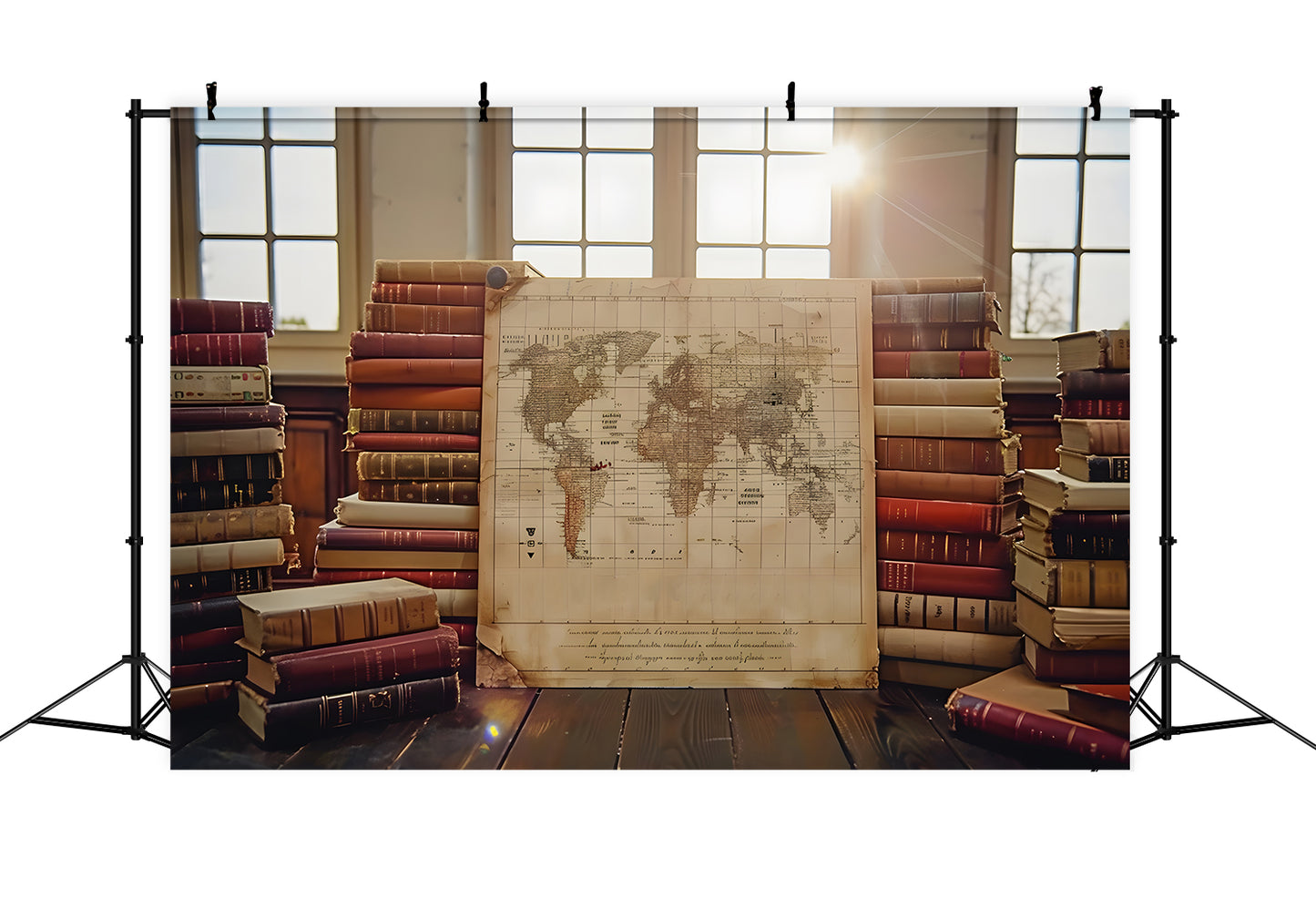 Classic Books Map Back to School Backdrop RR7-187 – Dbackdrop