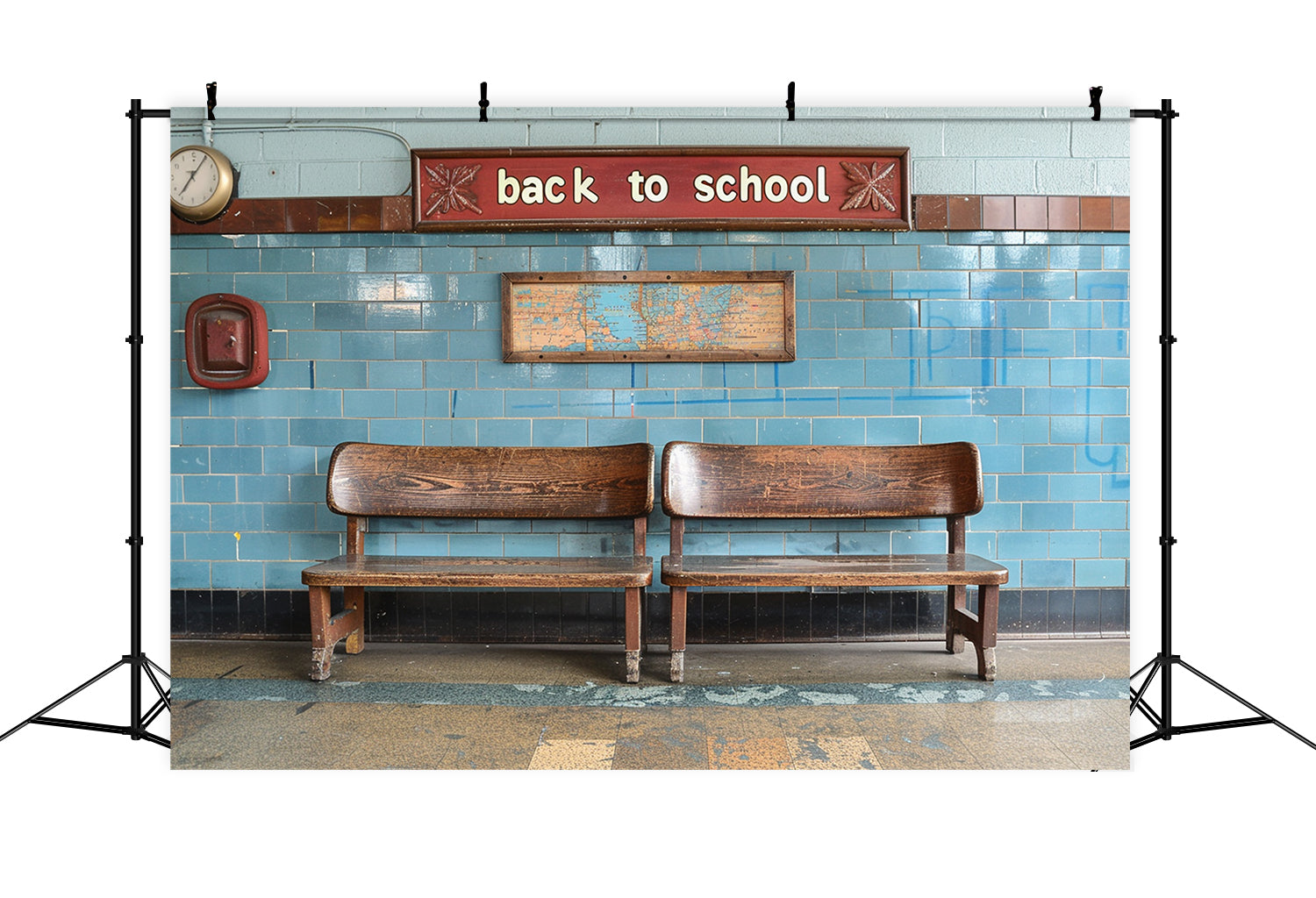 Back to School Corridor Chairs Backdrop RR7-191 – Dbackdrop