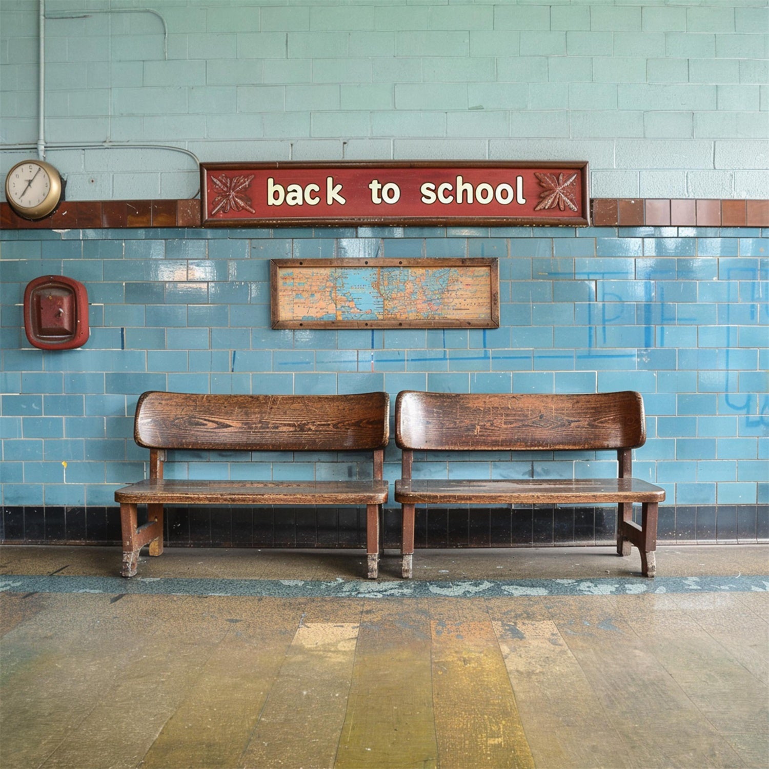 Back to School Corridor Chairs Backdrop RR7-191 – Dbackdrop