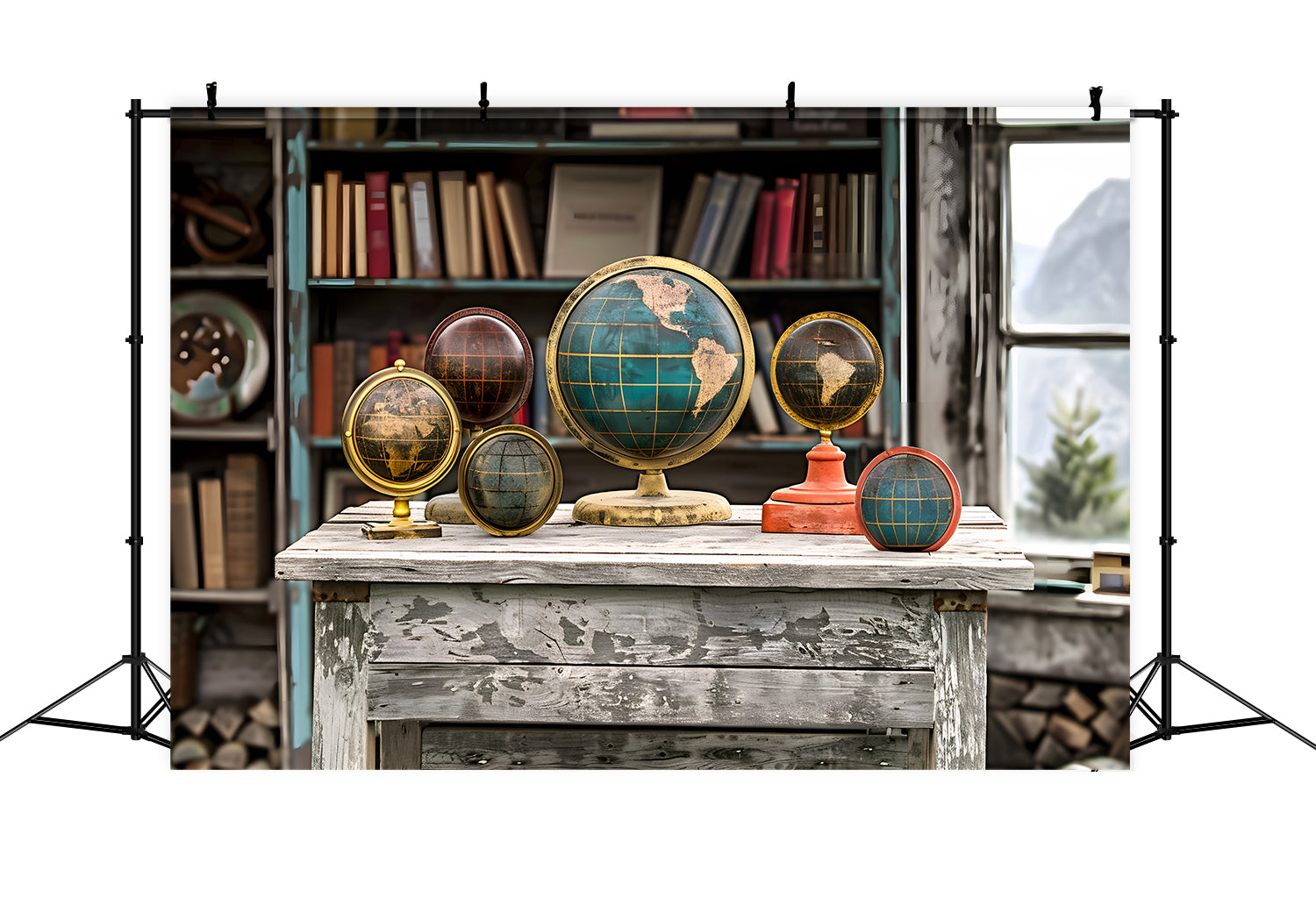 Globe Old Desk Back to School Backdrop RR7-195 – Dbackdrop