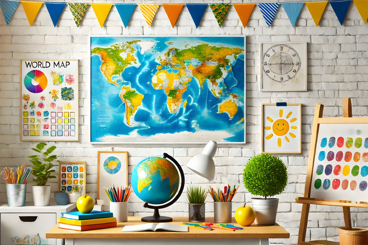 Geography Classroom Back to School Backdrop RR7-200 – Dbackdrop