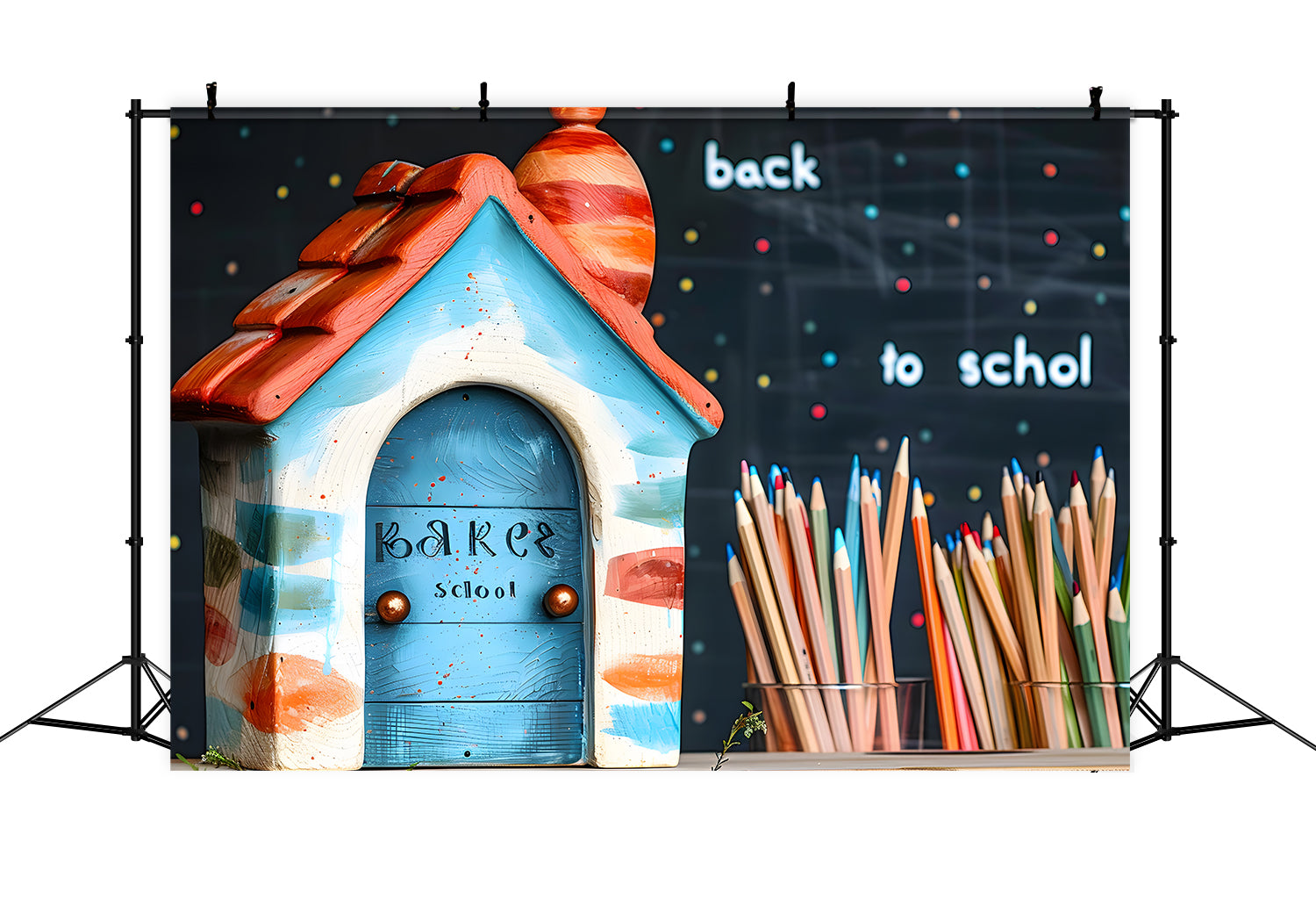 Back to School Little House Crayons Backdrop RR7-201 – Dbackdrop