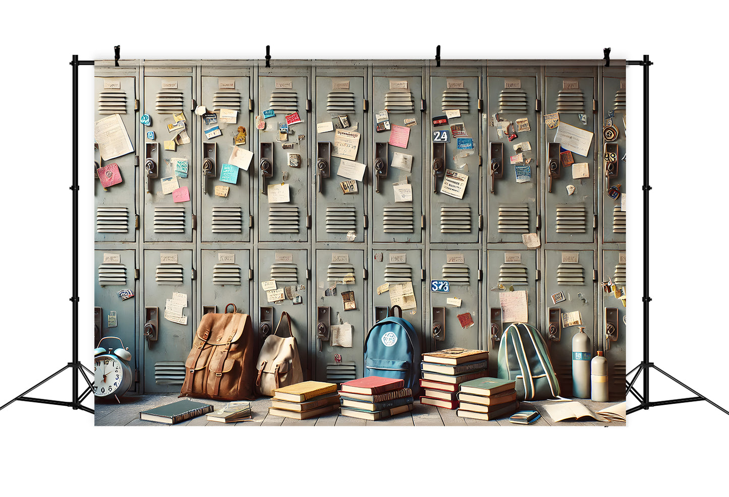Back to School Locker Belongings Backdrop RR7-212 – Dbackdrop