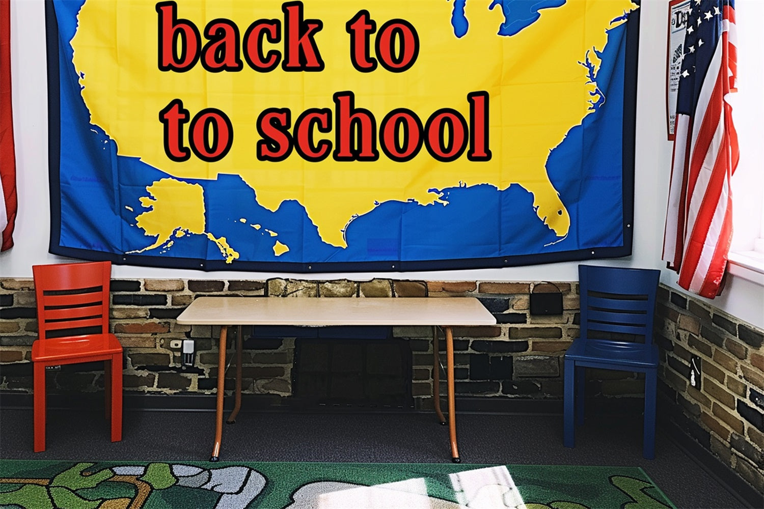 Back to School Map Photography Backdrop RR7-213 – Dbackdrop