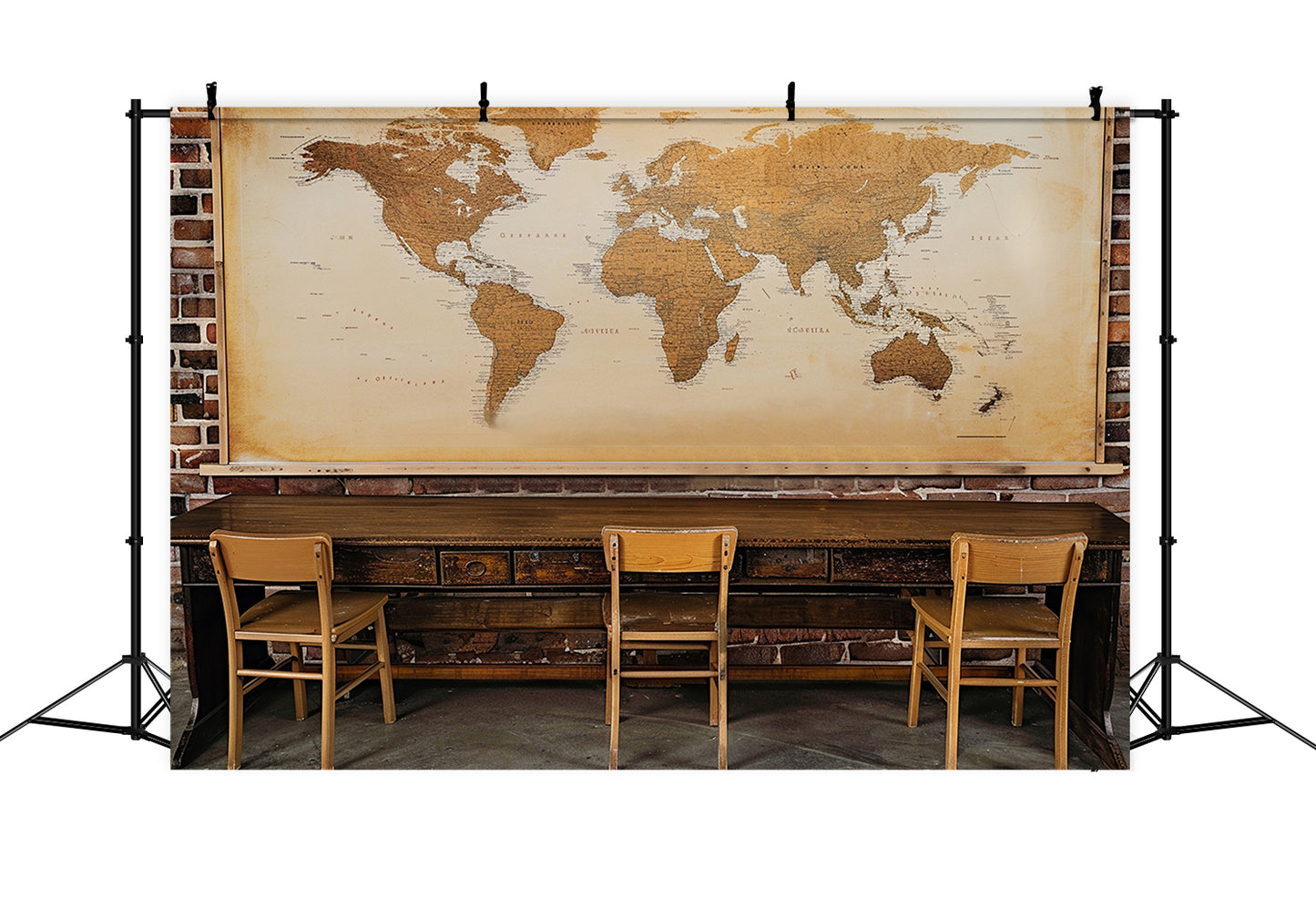 Classroom World Map Back to School Backdrop RR7-214 – Dbackdrop