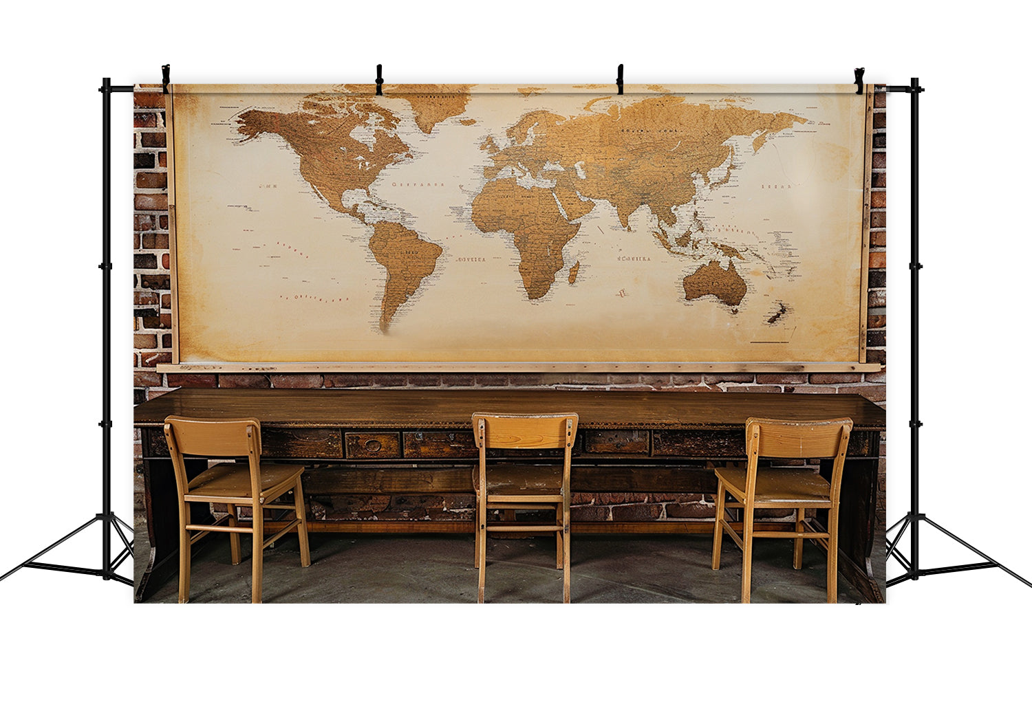 Classroom World Map Back to School Backdrop RR7-214 – Dbackdrop