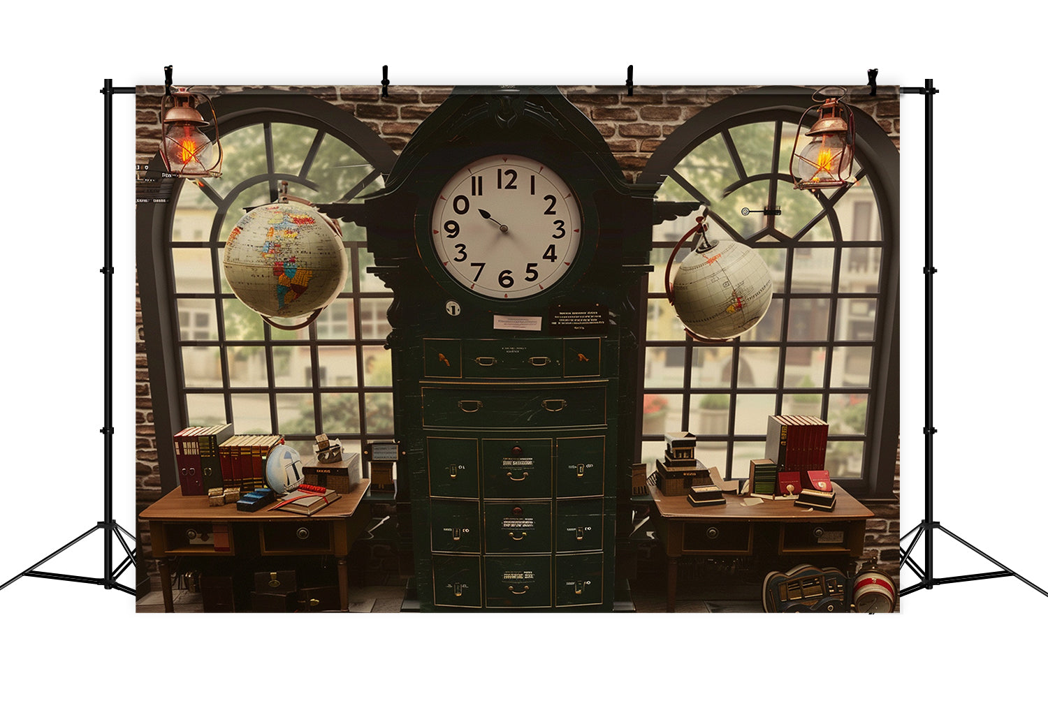 Classic Clock Window Back to School Backdrop RR7-223 – Dbackdrop