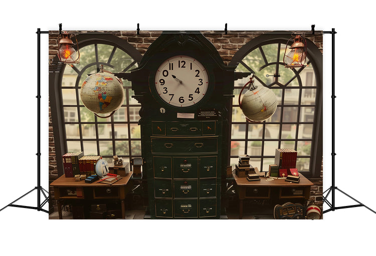 Classic Clock Window Back to School Backdrop RR7-223 – Dbackdrop