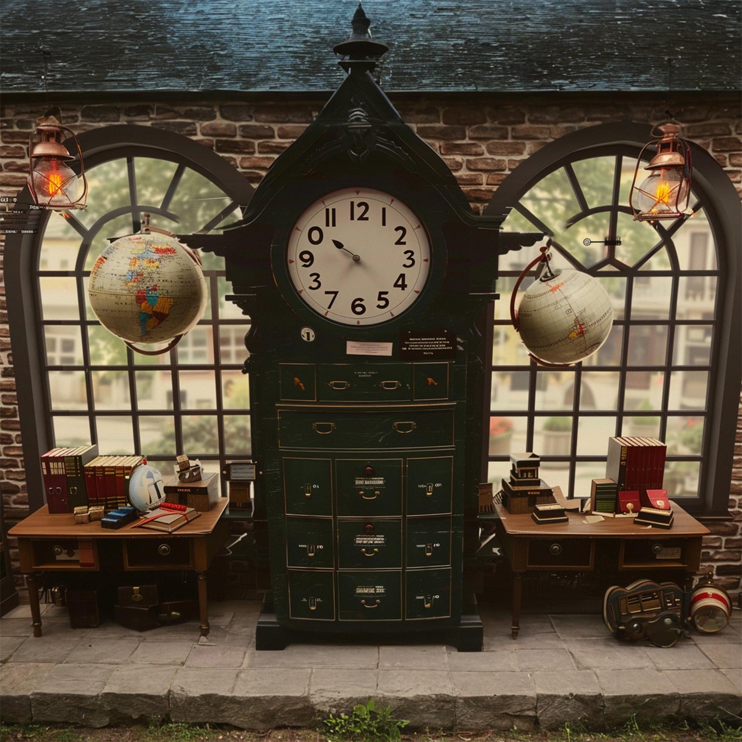 Classic Clock Window Back to School Backdrop RR7-223 – Dbackdrop