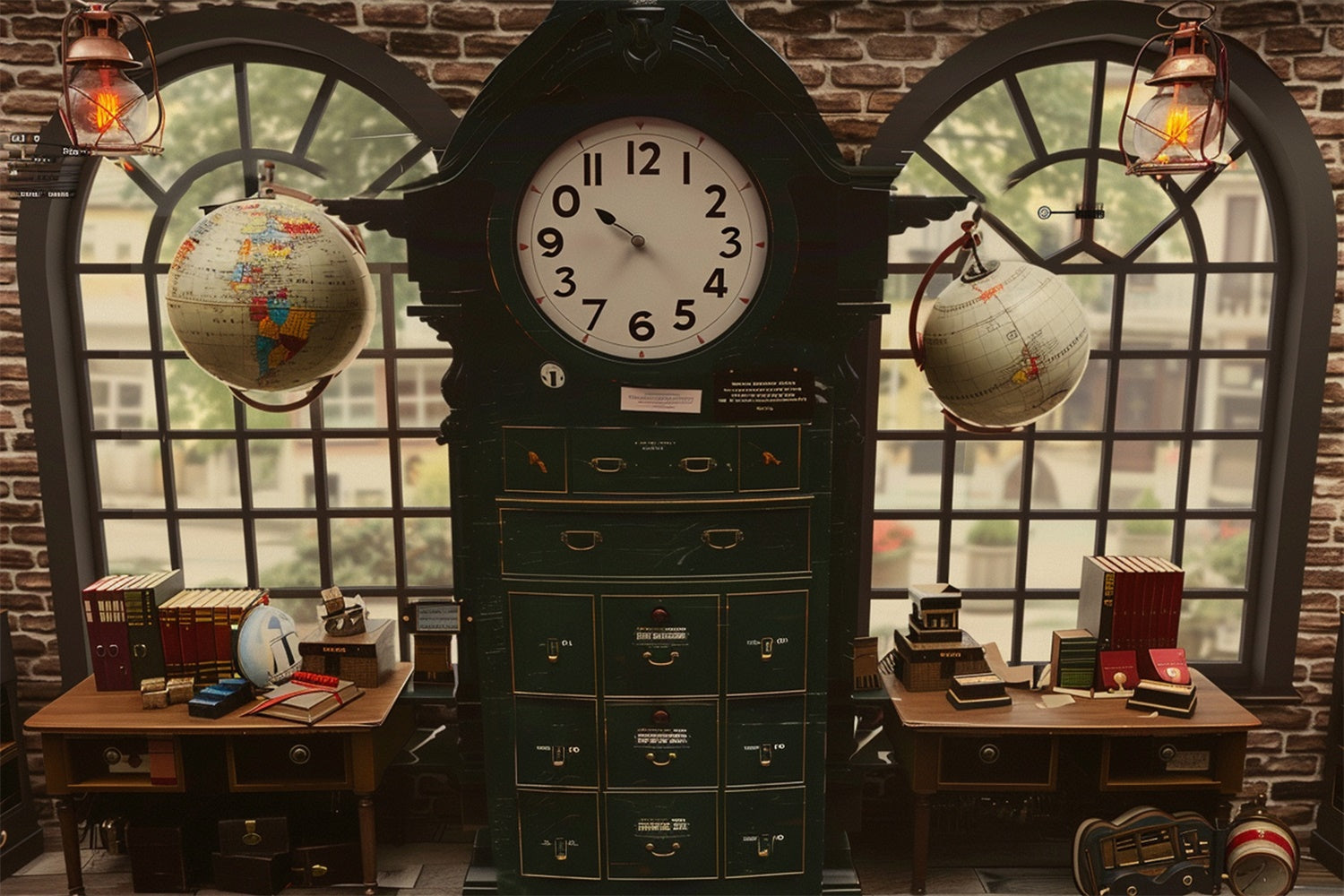 Classic Clock Window Back to School Backdrop RR7-223 – Dbackdrop