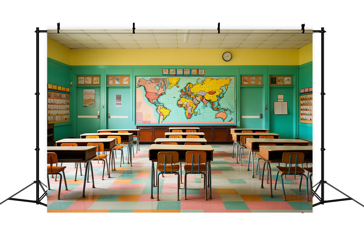 Back to School Green Classroom Backdrop RR7-224 – Dbackdrop
