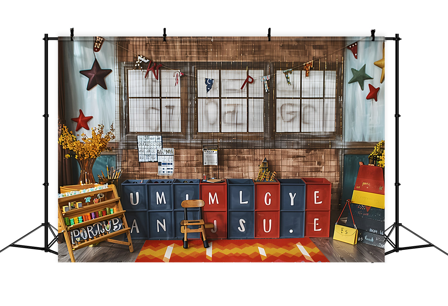 Back to School Alphabet Boxes Photography Backdrop RR7-225 – Dbackdrop