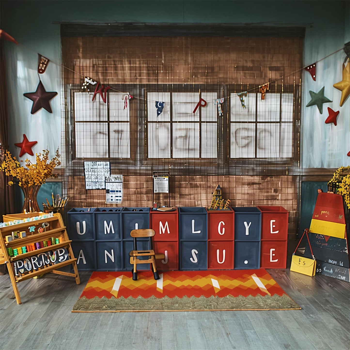 Back to School Alphabet Boxes Photography Backdrop RR7-225 – Dbackdrop