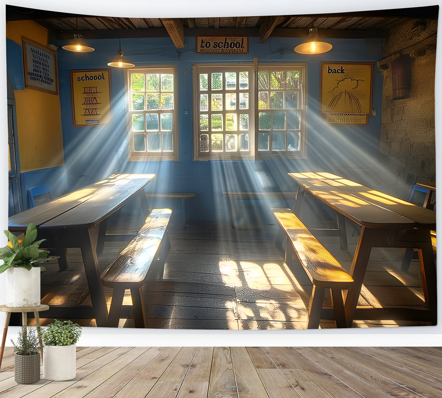 Old Classroom Desks Back to School Backdrop RR7-227 – Dbackdrop