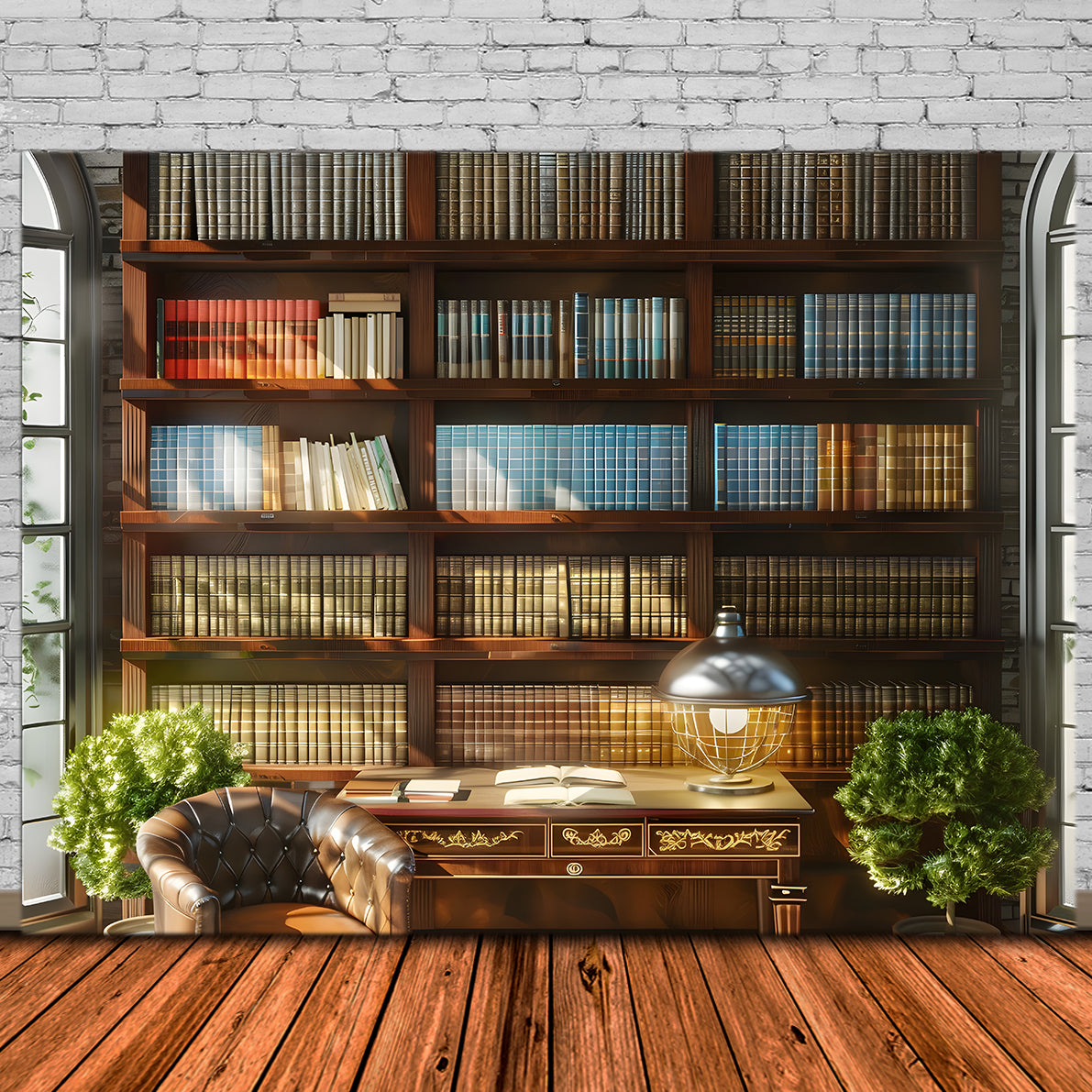 Study Room Bookshelf Back to School Backdrop RR7-228 – Dbackdrop