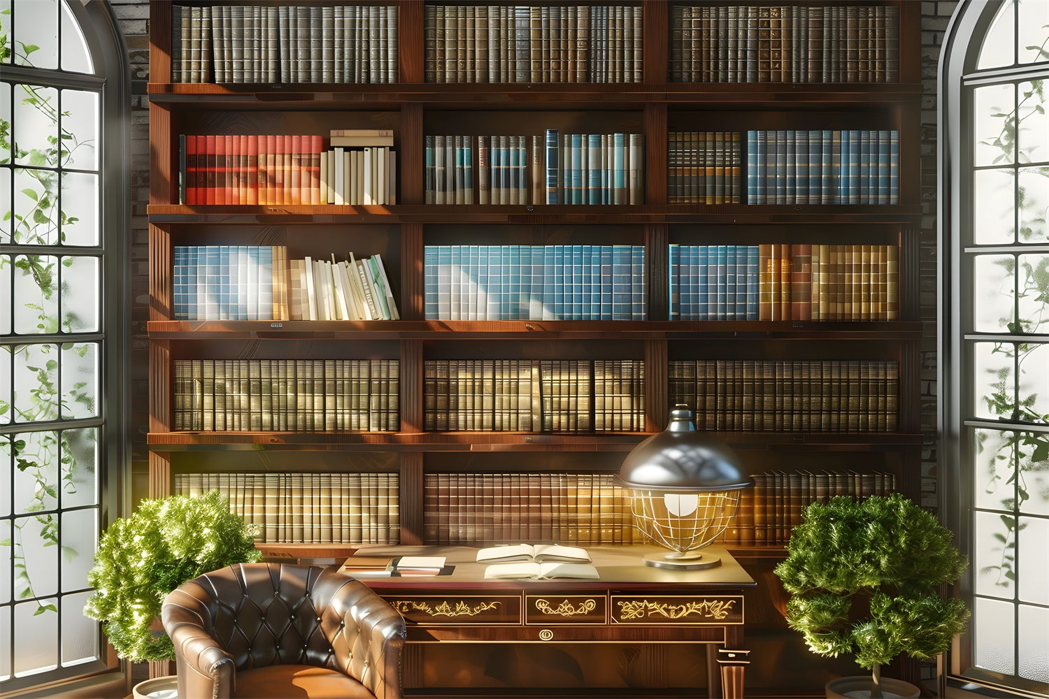 Study Room Bookshelf Back to School Backdrop RR7-228 – Dbackdrop