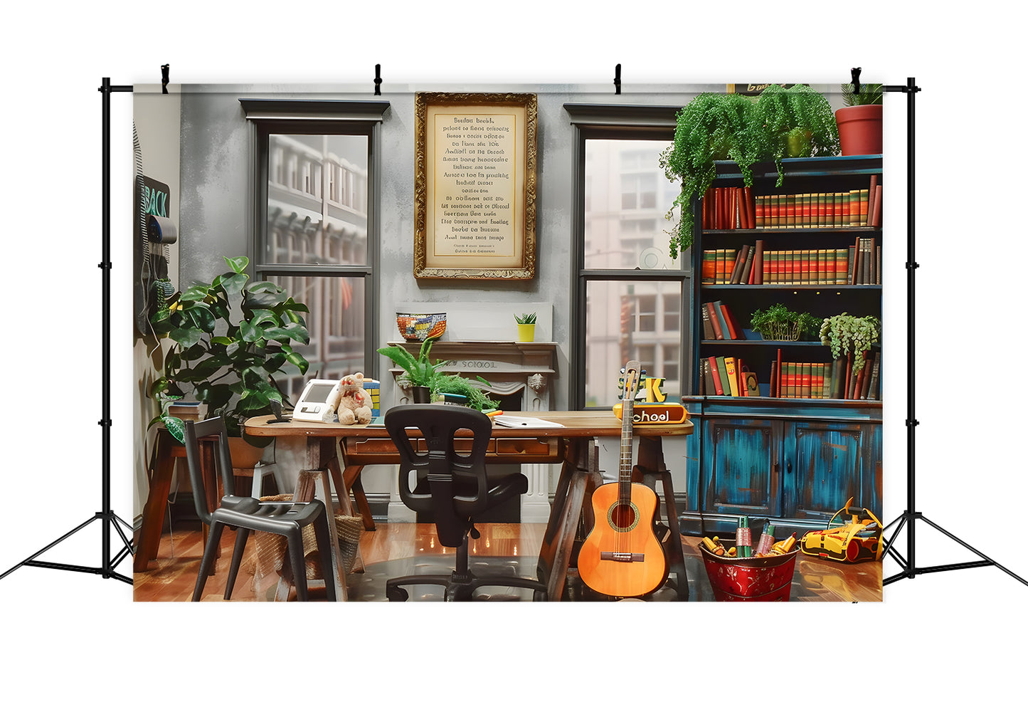 Study Desk Bookshelf Back to School Backdrop RR7-230 – Dbackdrop